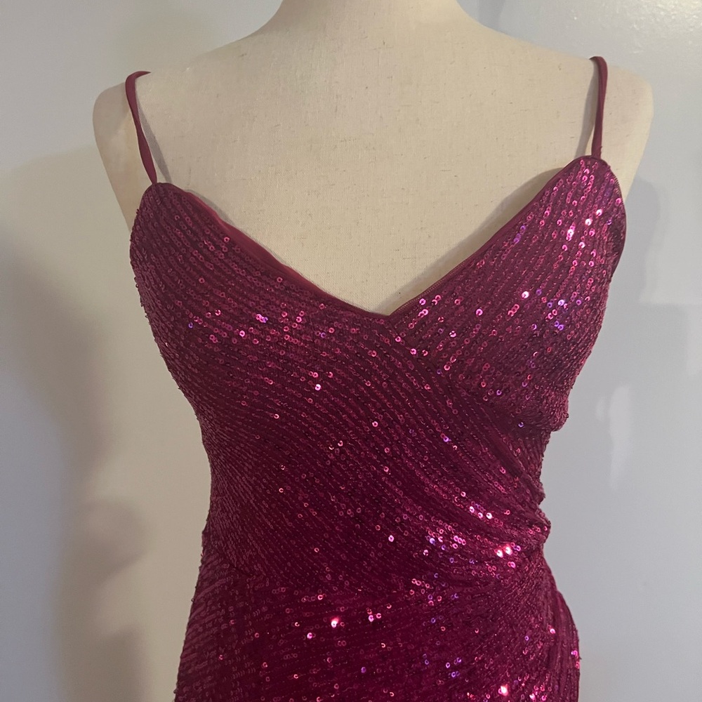 Crystal Doll Magenta Sequin Prom Dress - Gem